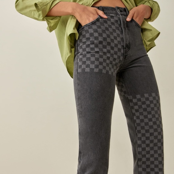 Reformation | Jeans | Reformation Cynthia Shadow Checked High Rise ...